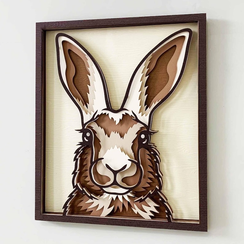 3D Rabbit Layered SVG: Laser Cut Animal Wall Art (digital Download) - Etsy
