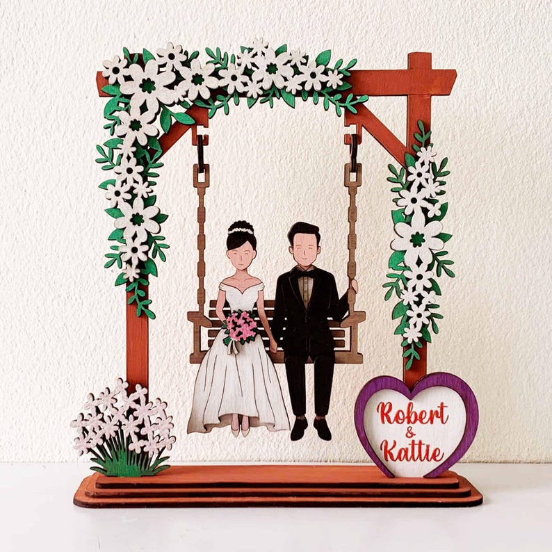 Bride and Groom on Swing Laser Cut File: Wedding Decoration ...
