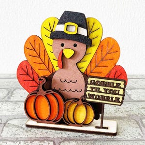 Cute Turkey Self Stand Laser Cut SVG/ Turkey and Pumpkin SVG ...