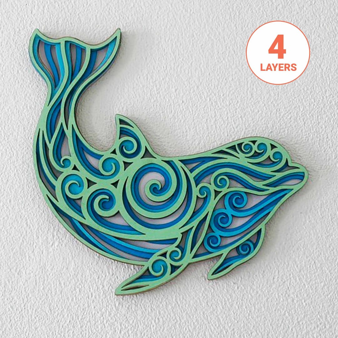 Dolphin 3D Laser Cut SVG/ Layered Dolphin for Wood/ 3D Mandala Dolphin ...