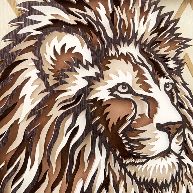 3D Lion Layered SVG: Laser Cut Animal Wall Art (digital Download) - Etsy