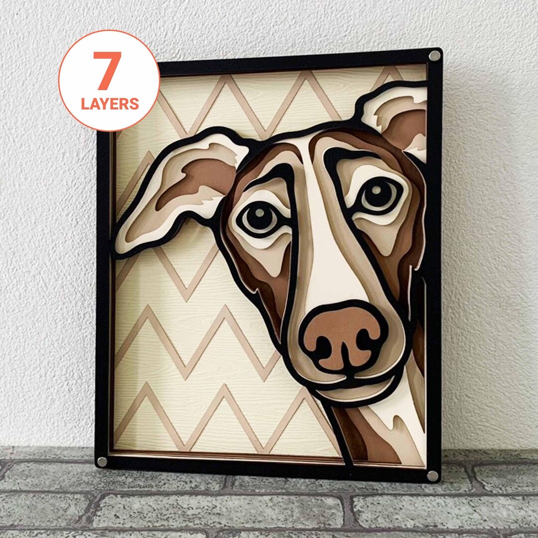 Peeking Greyhound 3D Laser Cut SVG/ Dog 3D SVG for Wood/ Layered ...