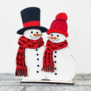 Snowman Couple Self Stand 3D Laser SVG/ Snowman Laser Cut File ...