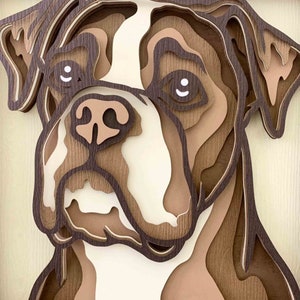 Boxer Dog 3D Laser Cut SVG/ 3D Boxer SVG for Wood/ 3D Dog Mandala Wall ...