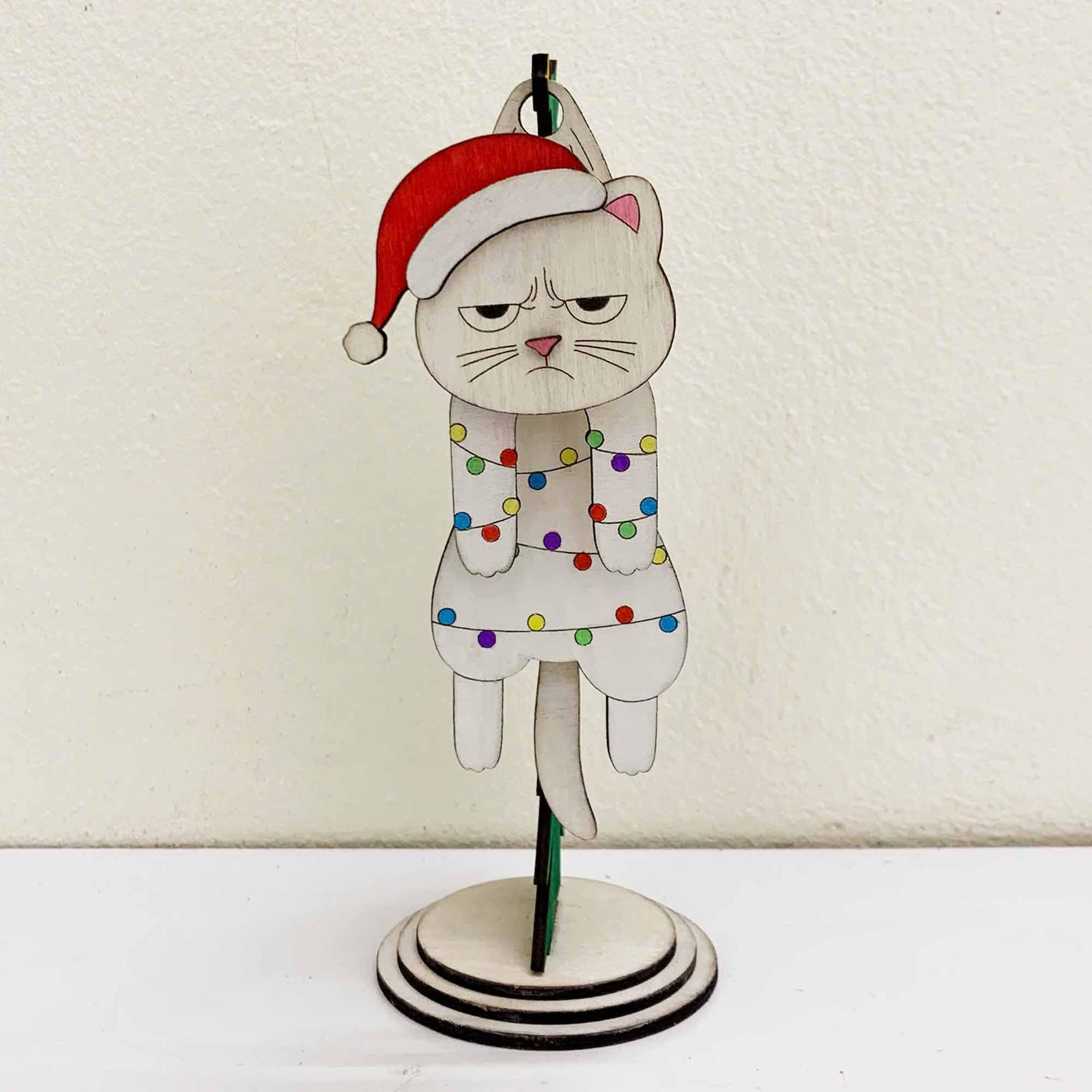 Cat Hanged on Christmas Tree Laser Cut File: Wiggly Christmas ...
