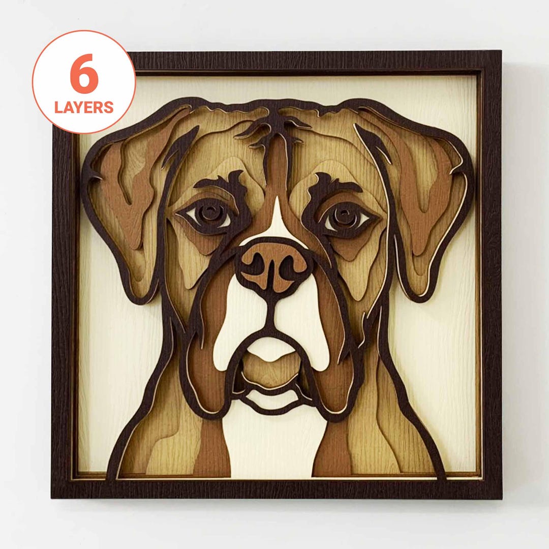 Boxer Dog 3D Layered SVG: Laser Cut Dog Wall Art (digital Download) - Etsy