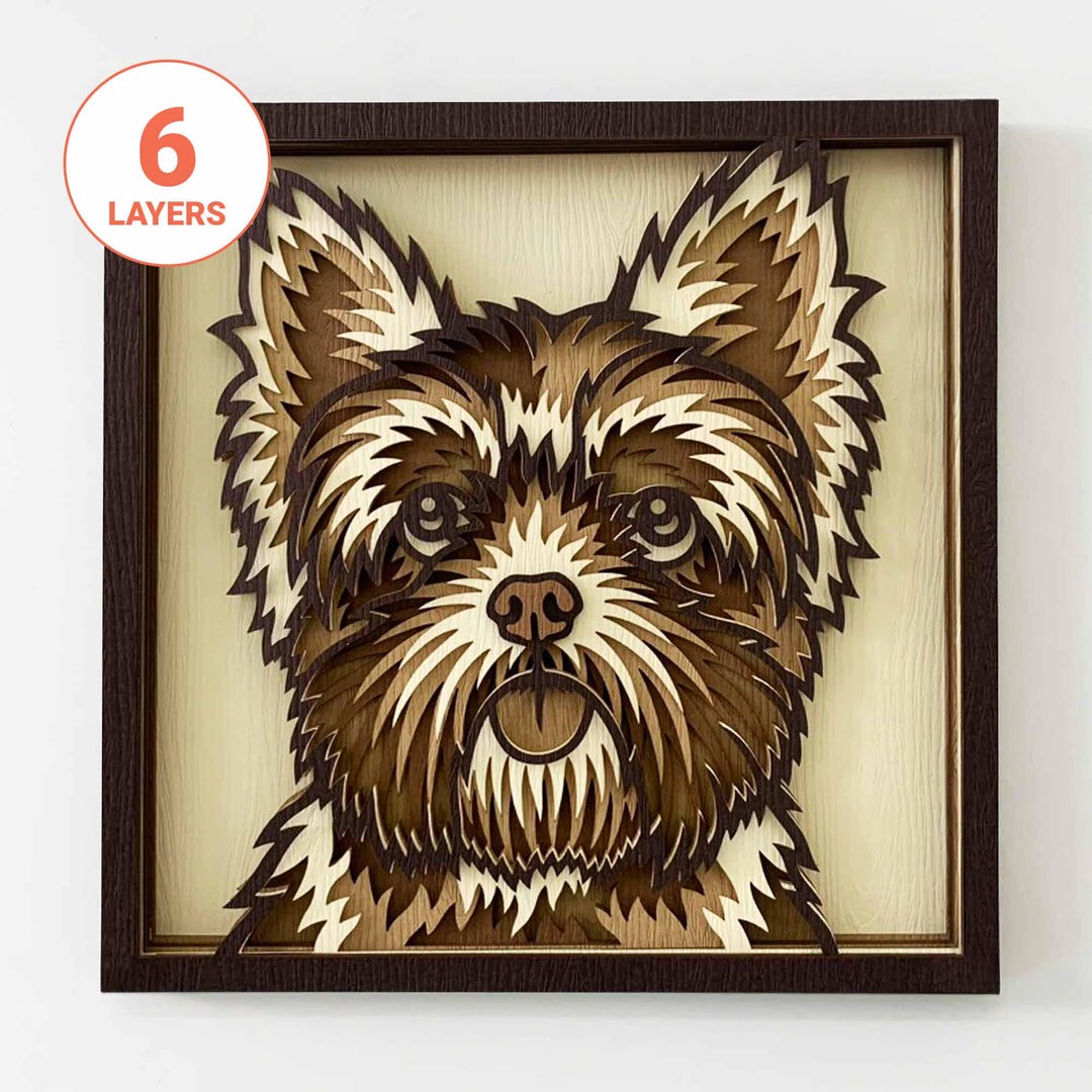 Yorkshire Terrier 3D Layered SVG: Laser Cut Dog Wall Art (digital ...