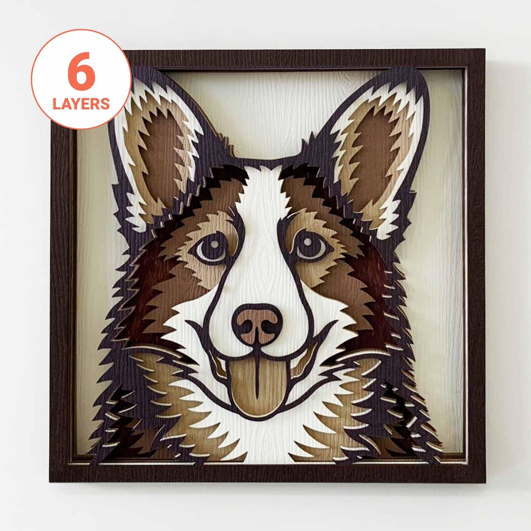 Corgi 3D Layered SVG: Laser Cut Dog Wall Art (digital Download) - Etsy
