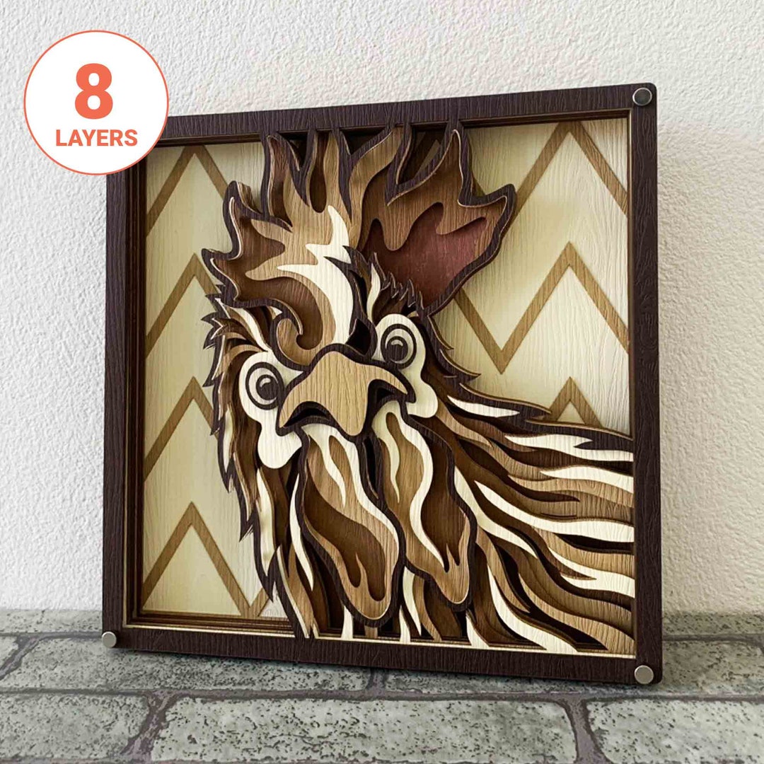 Rooster 3D Laser Cut SVG/ Funny Chicken SVG for Wood/ Chicken Mandala ...
