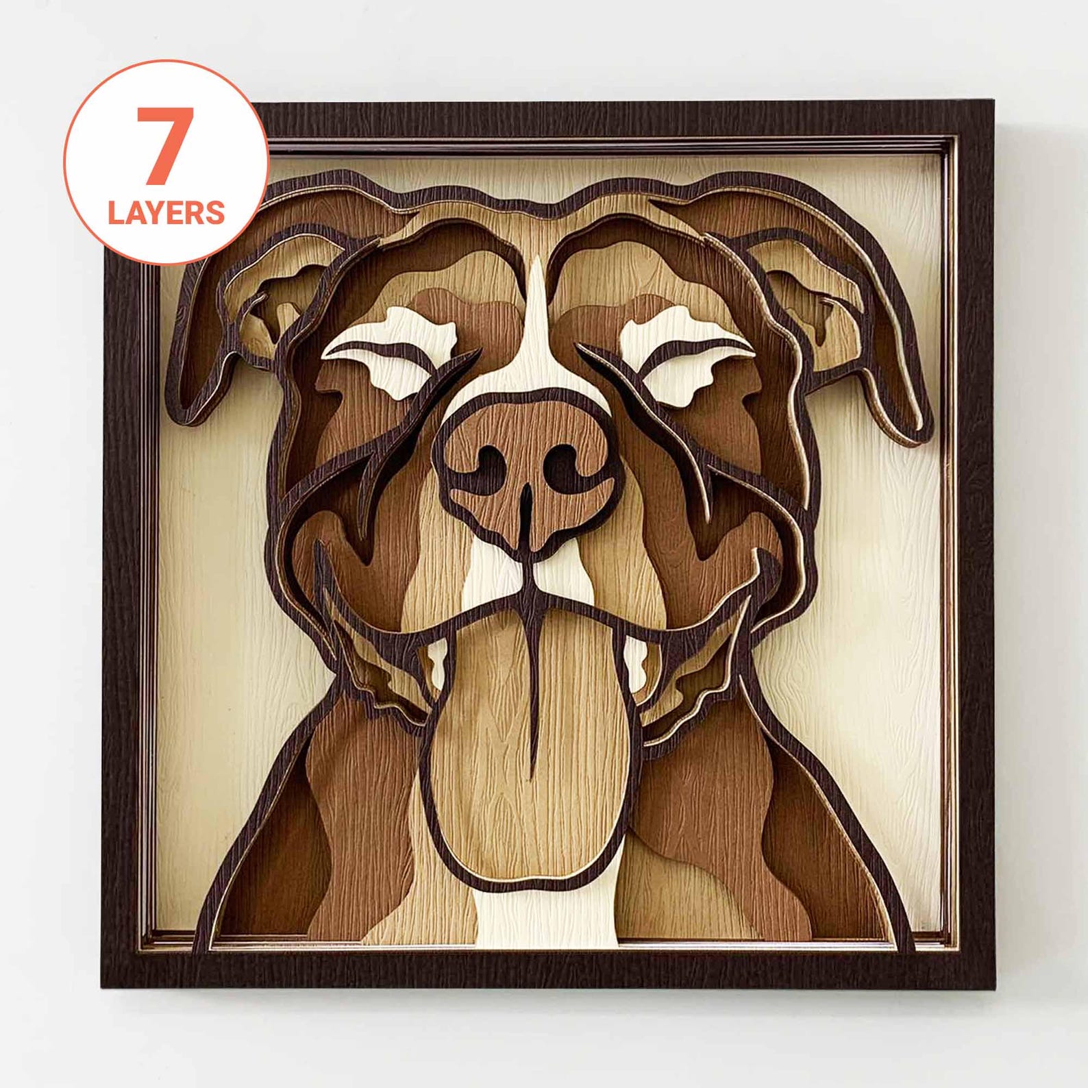 3D Pitbull/ Staffordshire Bull Terrier Layered SVG: Laser Cut Dog Wall ...