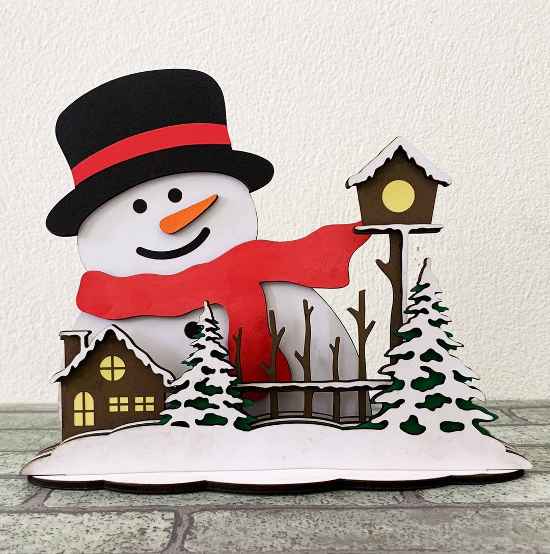 3D Snowman Laser Cut File: Christmas Wood Decoration (digital Download ...