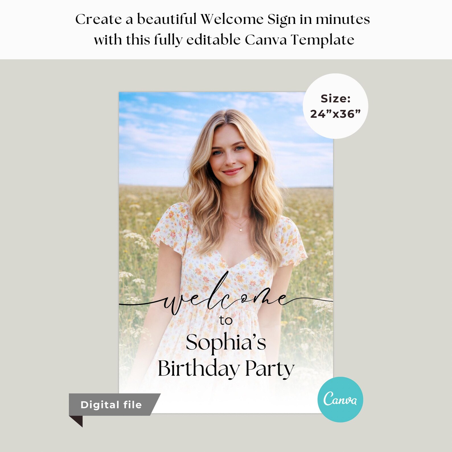 Editable Birthday Welcome Sign Template With Photo, Customizable ...