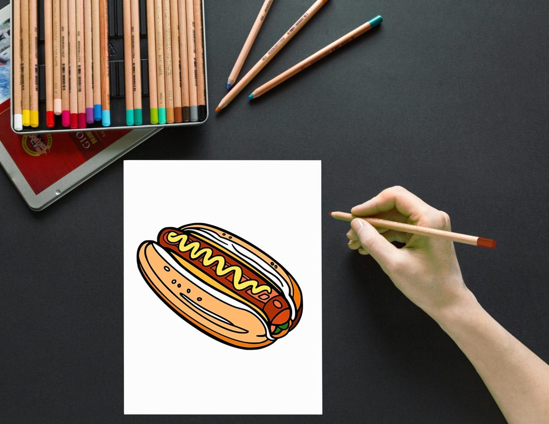 Printable Hot Dog Coloring Page, Fun and Creative Food-themed Coloring ...
