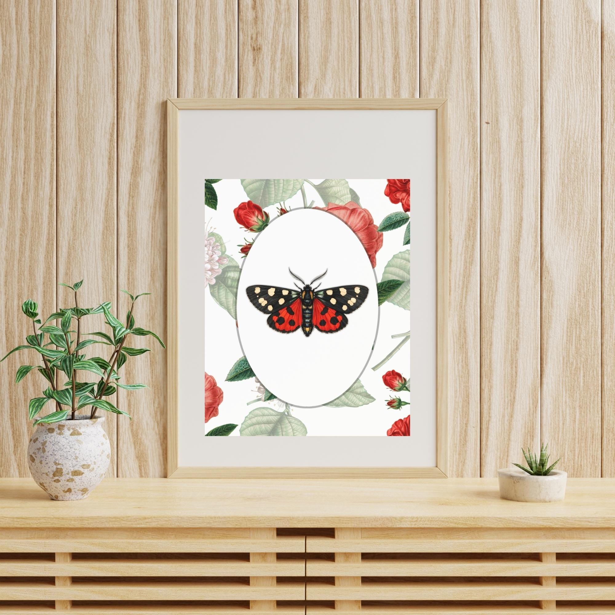 Victorian Moth in Rose Garden Printable Art | Vintage Botanical Insect ...