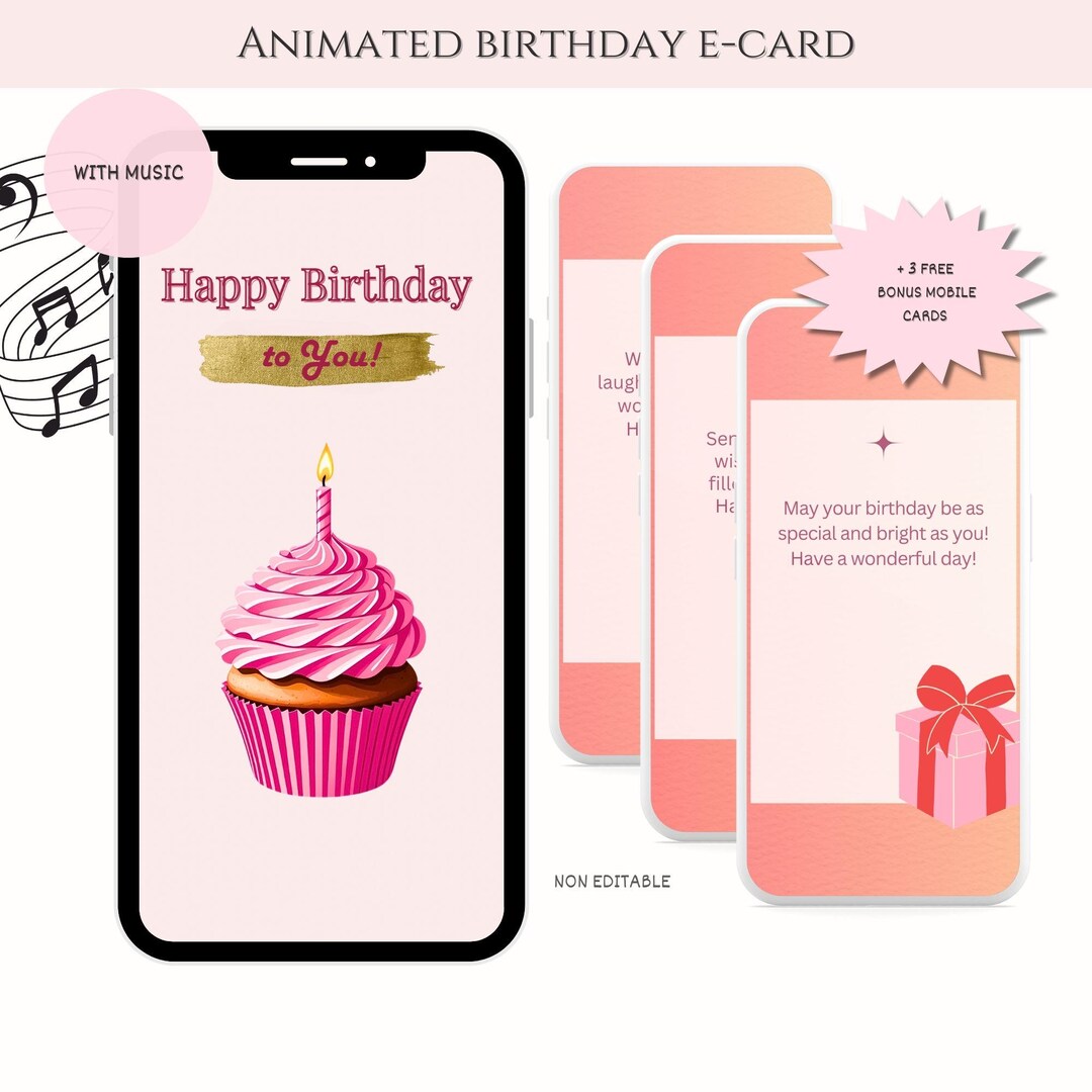 Happy Birthday Cupcake Card | Animated Birthday E-card | Animated ...