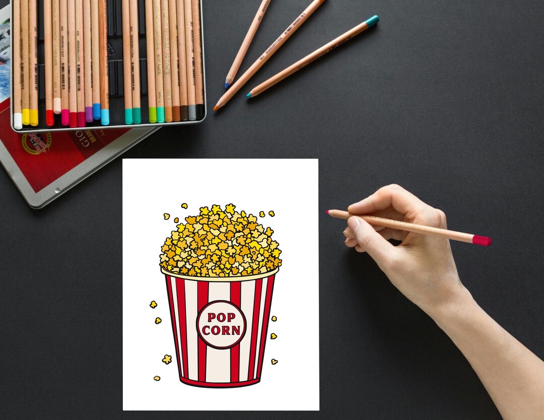 Printable Popcorn Coloring Page, Fun Digital Download for Kids and ...