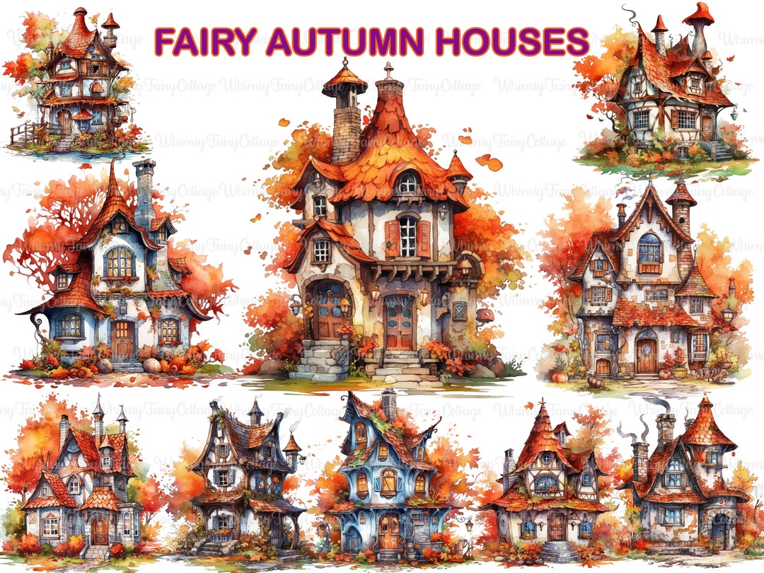 Fairy Autumn House Clipart PNG Transparent, Fall Fairytale Cottages ...