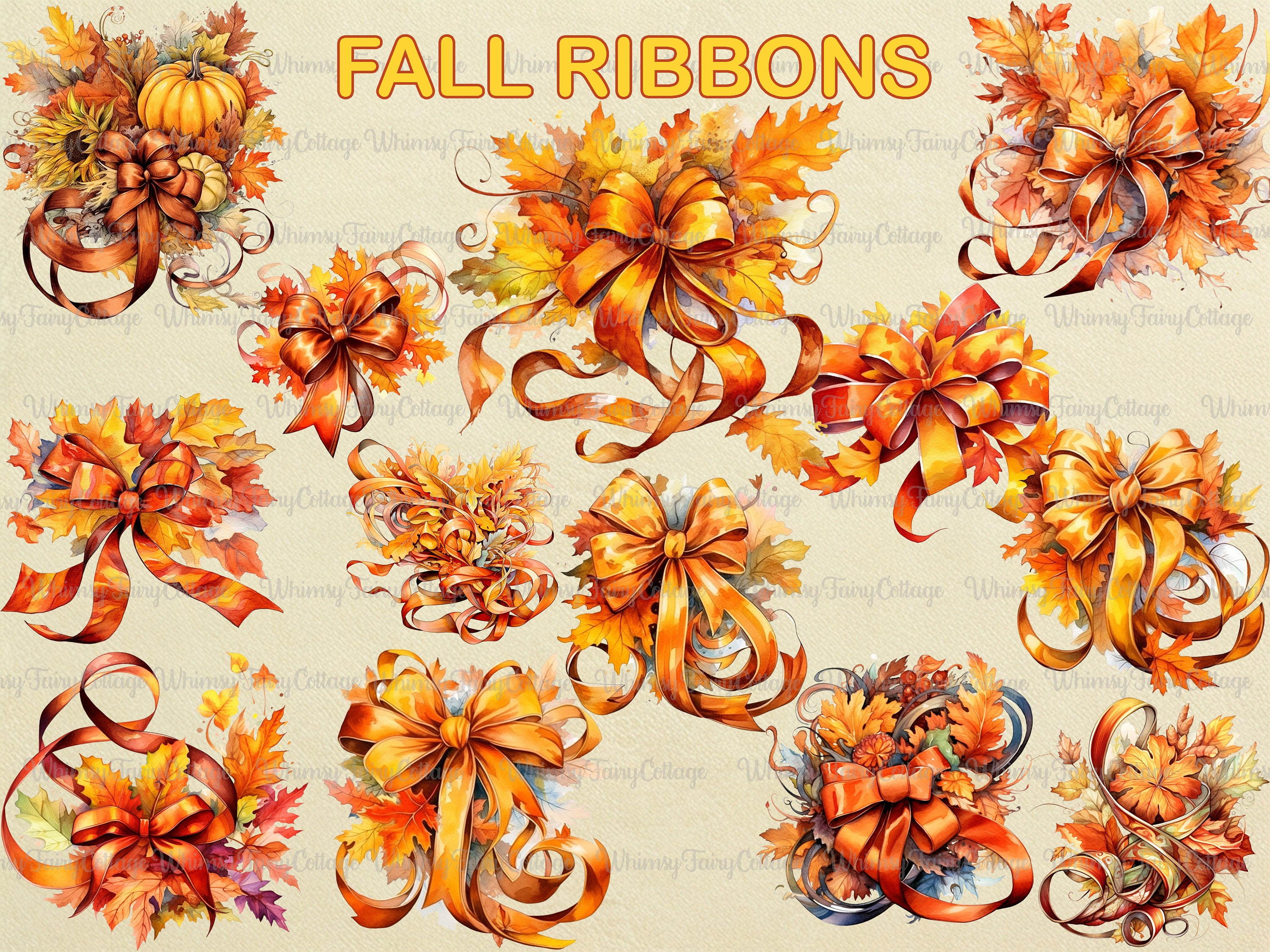 Fall Ribbon Clipart PNG Transparent, Autumn Bow Ribbon Border Banner ...