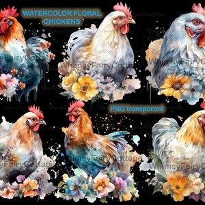 Floral Chickens PNG Transparent Clipart, Sublimation Chickens ...