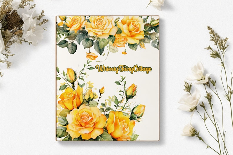 Watercolor Yellow Roses Border Clipart: Floral PNG (digital Download ...
