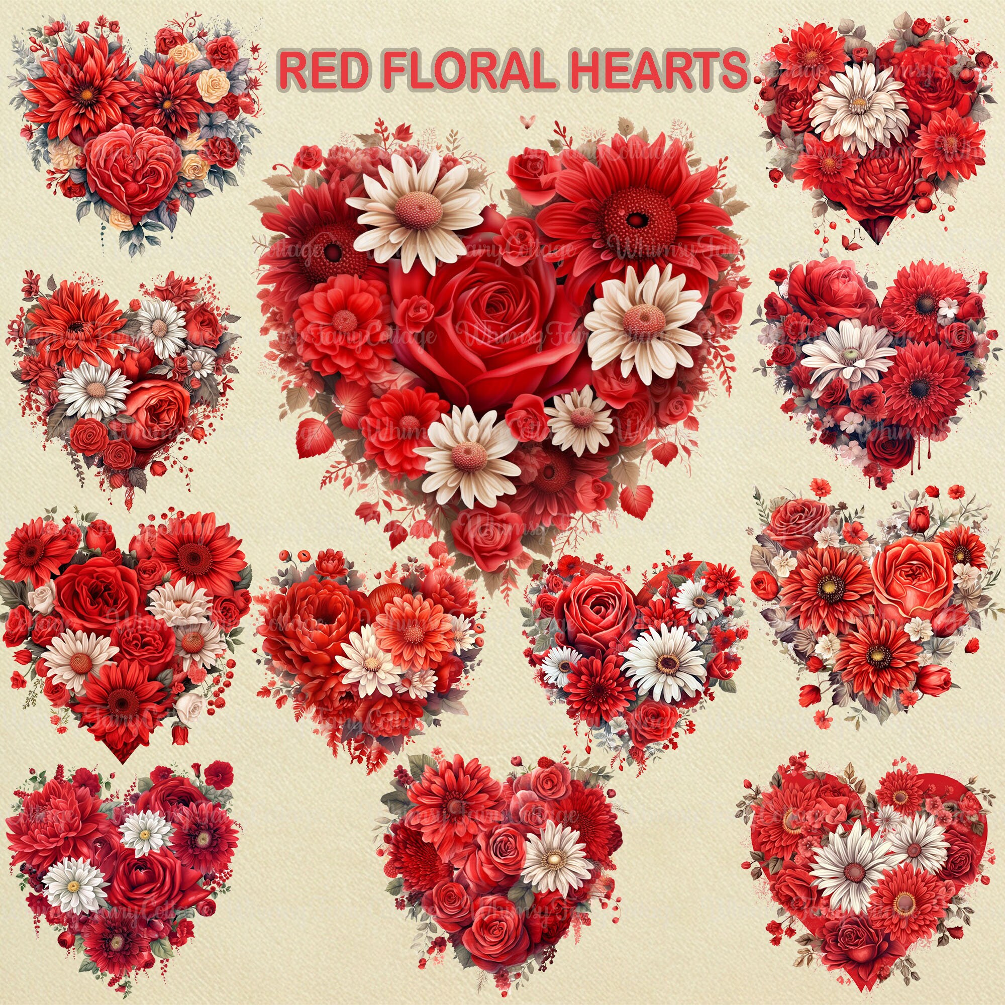 Red Floral Heart PNG Clipart, Valentine's Day Cardmaking Flowers ...