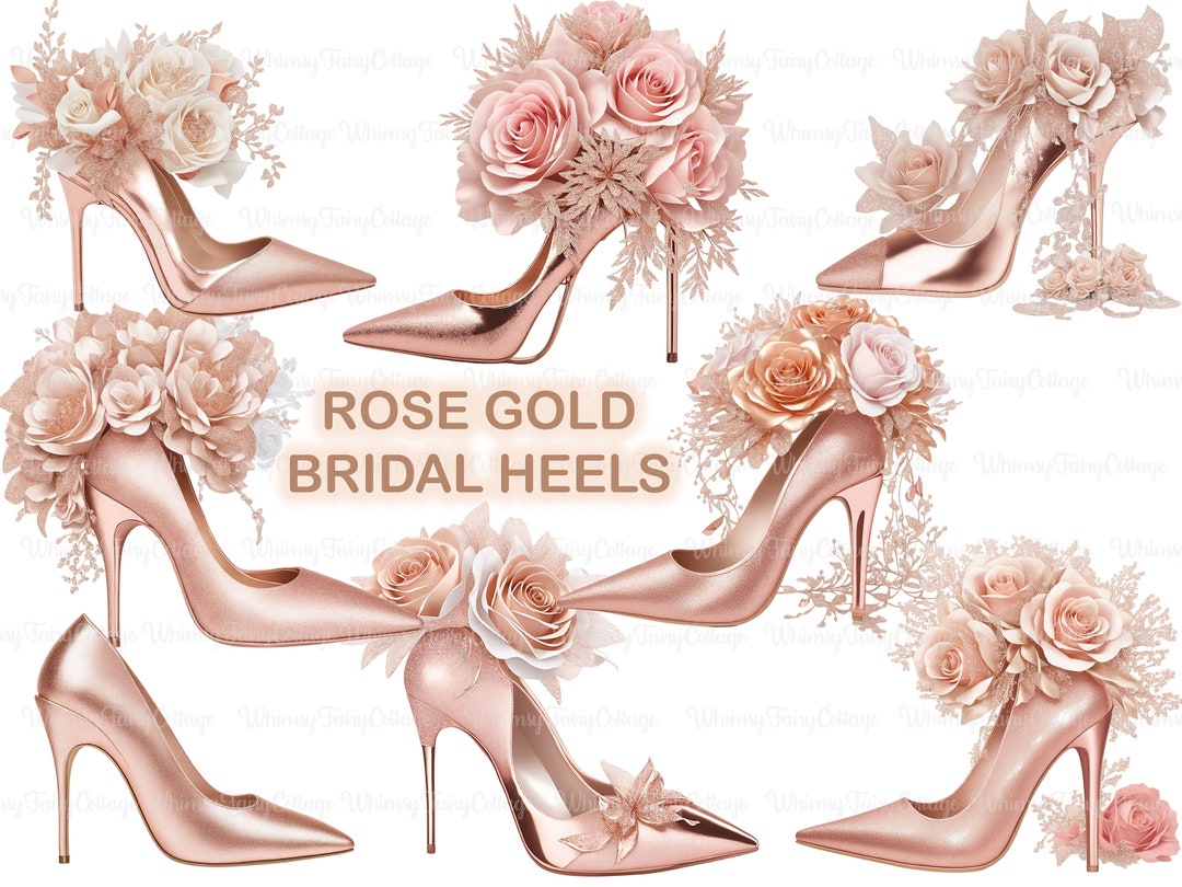 Rose Gold Bridal High Heels PNG Clipart, Glam Elegant Bride Wedding ...