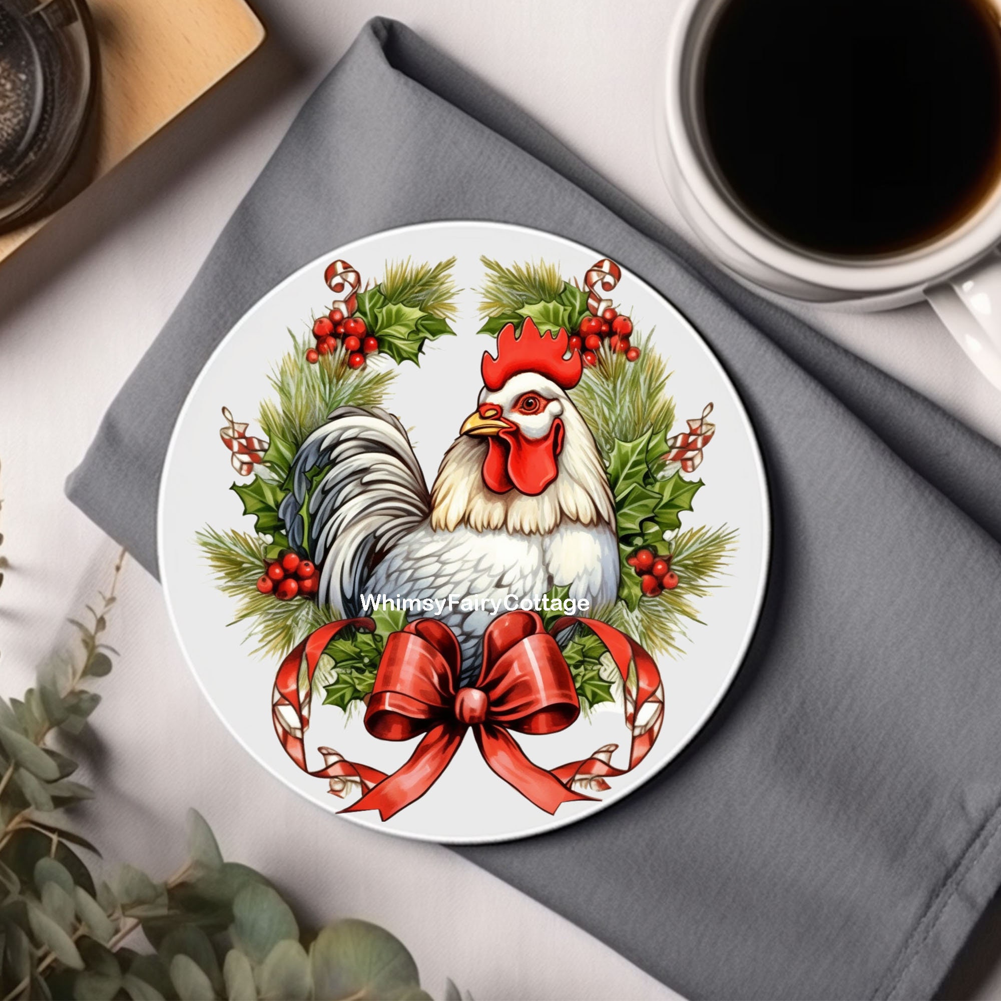 Christmas Chicken Clipart, Holiday Chickens PNG Cardmaking Elements ...