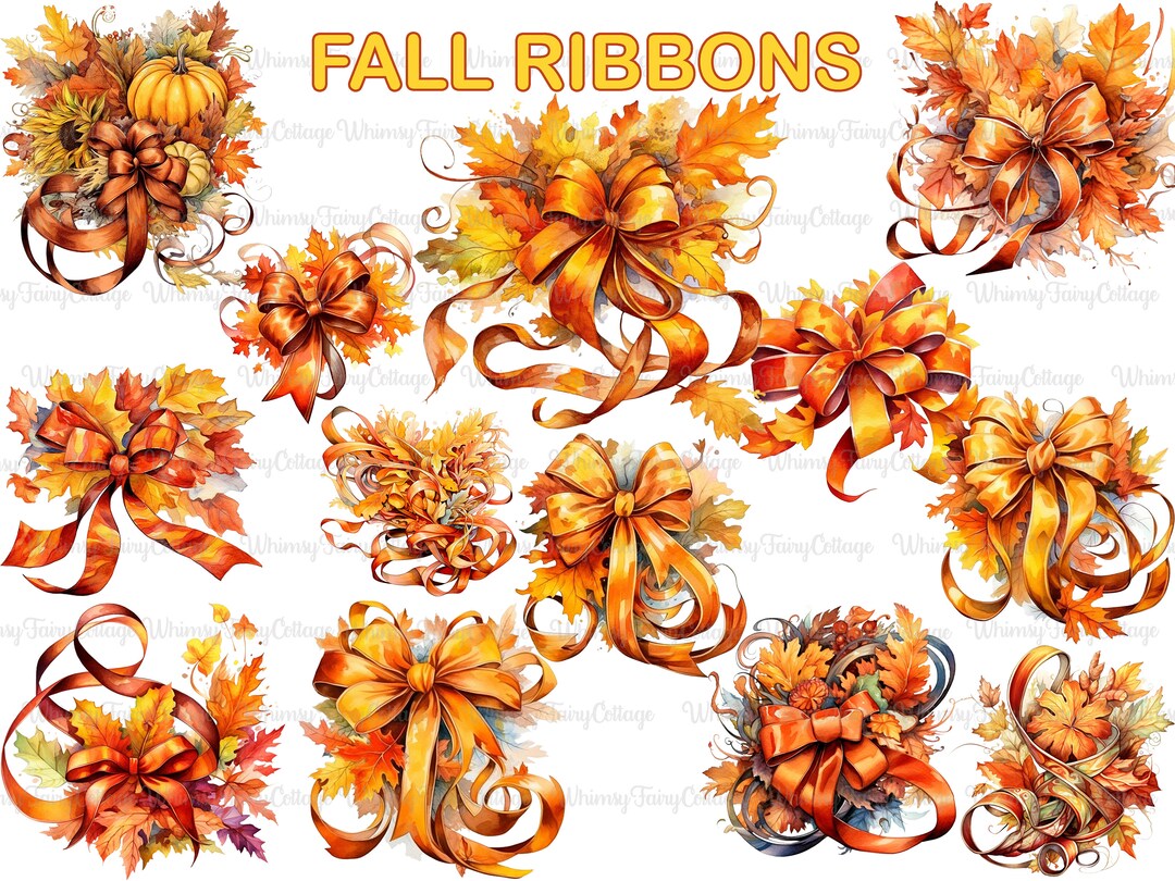 Fall Ribbon Clipart PNG Transparent, Autumn Bow Ribbon Border PNG ...