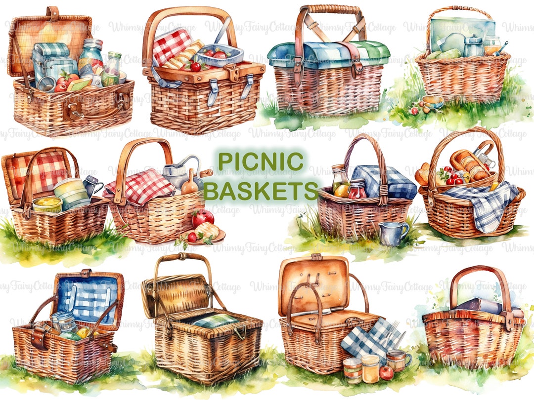 Picnic Basket Clipart PNG Transparent, Food Basket Digital Clip Art ...