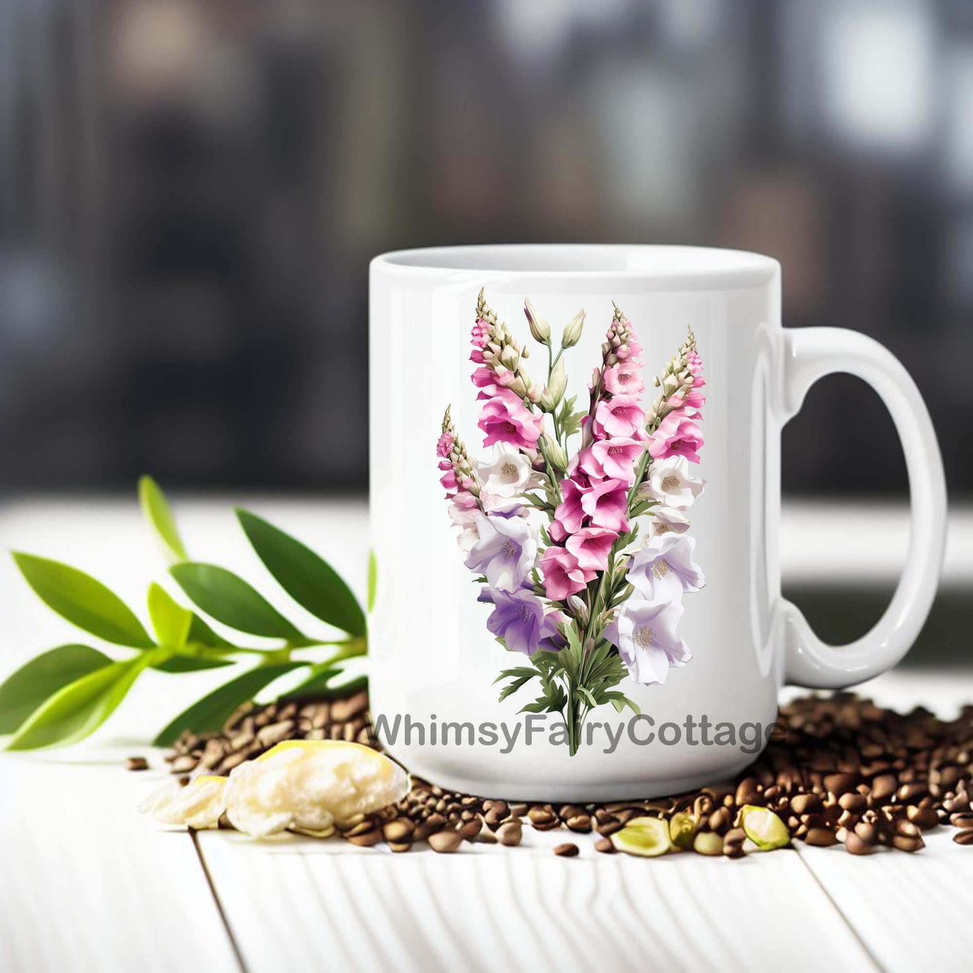 Foxglove Bouquet Clipart, 12 Foxgloves Pink White Flowers PNG ...