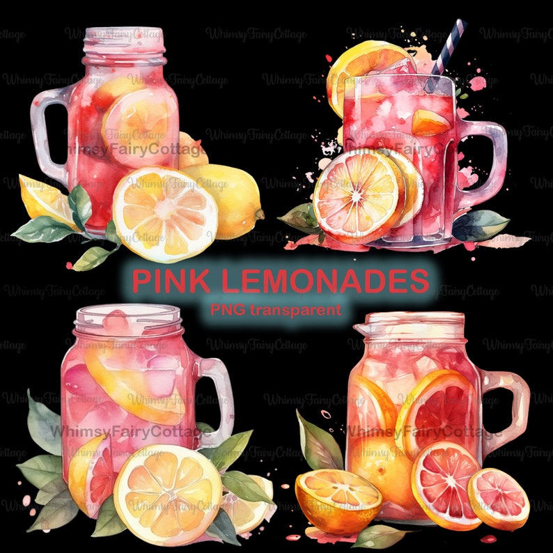 Pink Lemonades Clipart PNG Transparent, Summer Drink Lemonade Digital ...