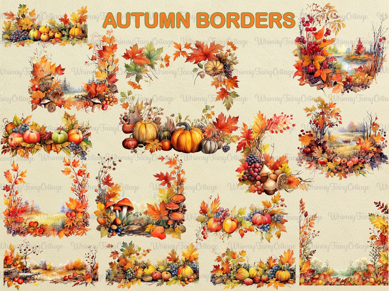 Autumn Border Clipart, Journaling Fall Borders, Sublimation Border PNG ...