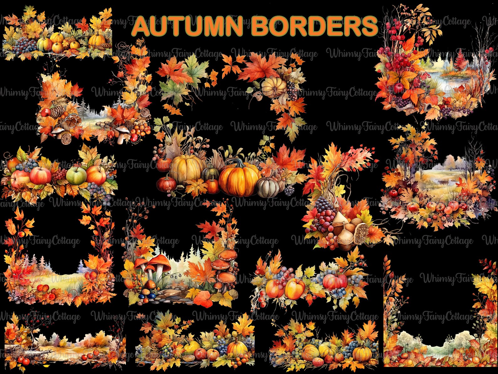 Autumn Border Clipart, Journaling Fall Borders, Sublimation Border PNG ...