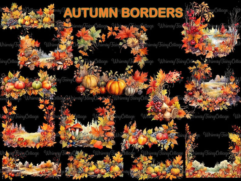 Autumn Border Clipart, Journaling Fall Borders, Sublimation Border PNG ...