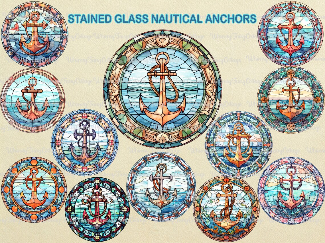 Stained Glass Nautical Anchor Clipart PNG Transparent, Anchor Round ...