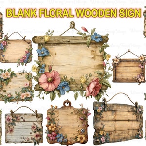Floral Wooden Sign Clipart: Rustic Farmhouse PNG (digital Download) - Etsy