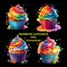 4 Rainbow Cupcakes Clipart, Birthday Cupcake, Party Cupcakes Clipart ...