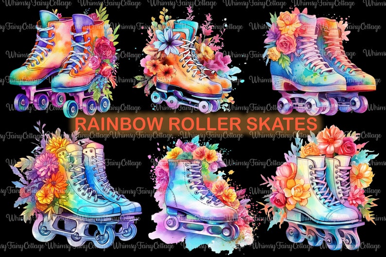 Rainbow Roller Skates PNG Transparent Clipart, Shoes With Wheels PNG ...