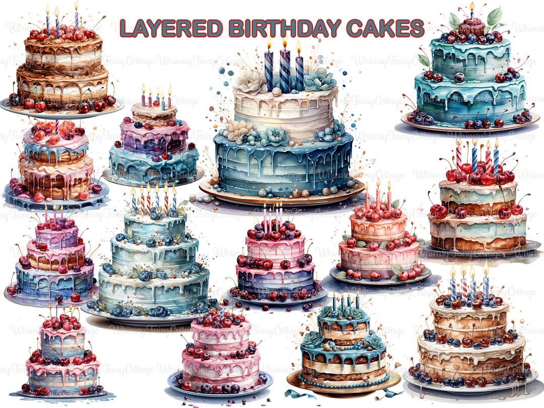 Birthday Cake Clipart PNG Transparent, Layered Birthday Cakes PNG ...