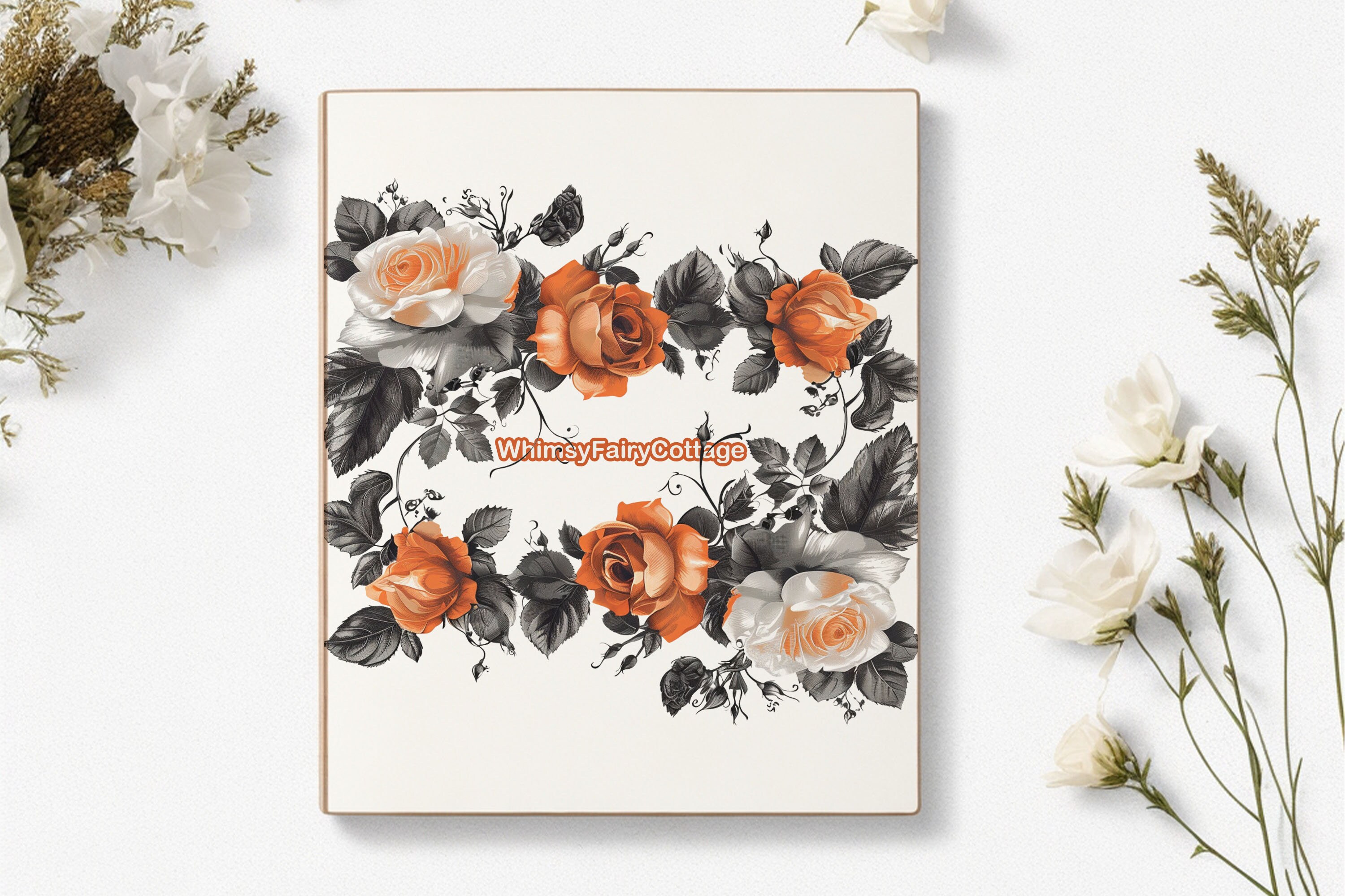 Orange Black Rose Border Clipart PNG Transparent, Floral Borders and ...