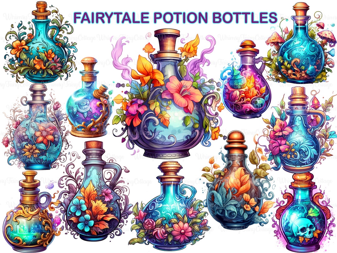 Fairytale Potion Bottle Clipart PNG Transparent, Magical Rainbow ...
