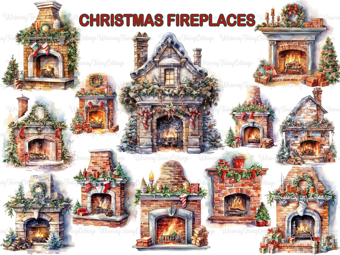 Christmas Fireplace Clipart PNG Transparent, Holiday Fireplaces PNG ...