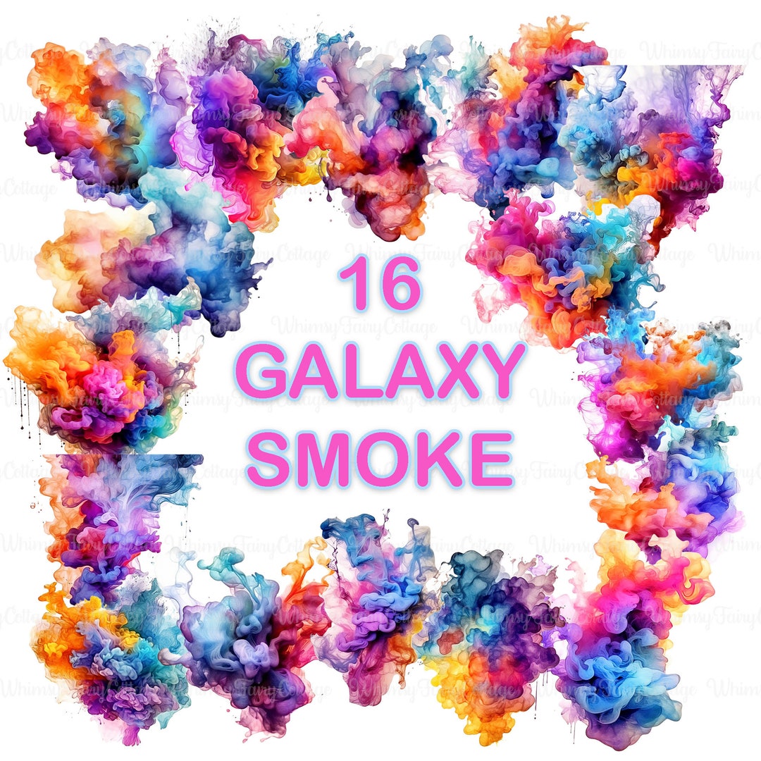 16 Galaxy Smoke Clipart, Colored Smoke PNG Cardmaking Background ...