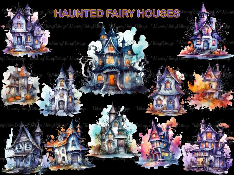 Haunted Fairy House Clipart PNG Transparent, Halloween Houses Digital ...