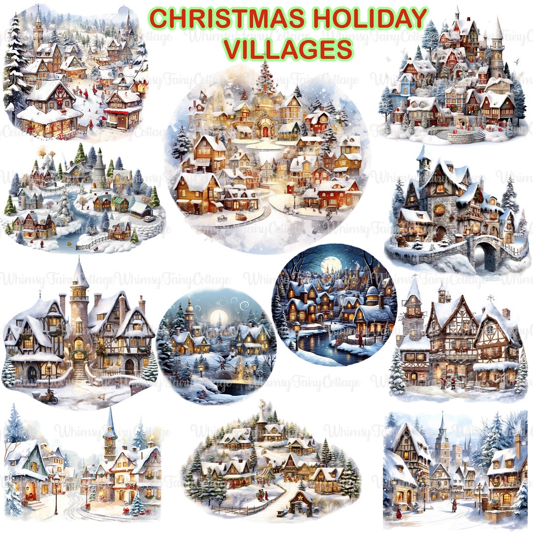 Christmas Holiday Village Clipart Winter Villages PNG - Etsy