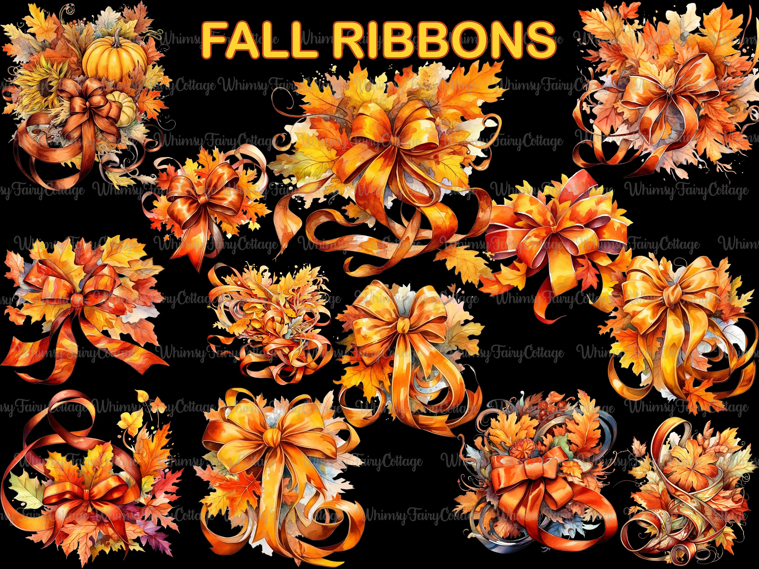 Fall Ribbon Clipart PNG Transparent, Autumn Bow Ribbon Border Banner ...