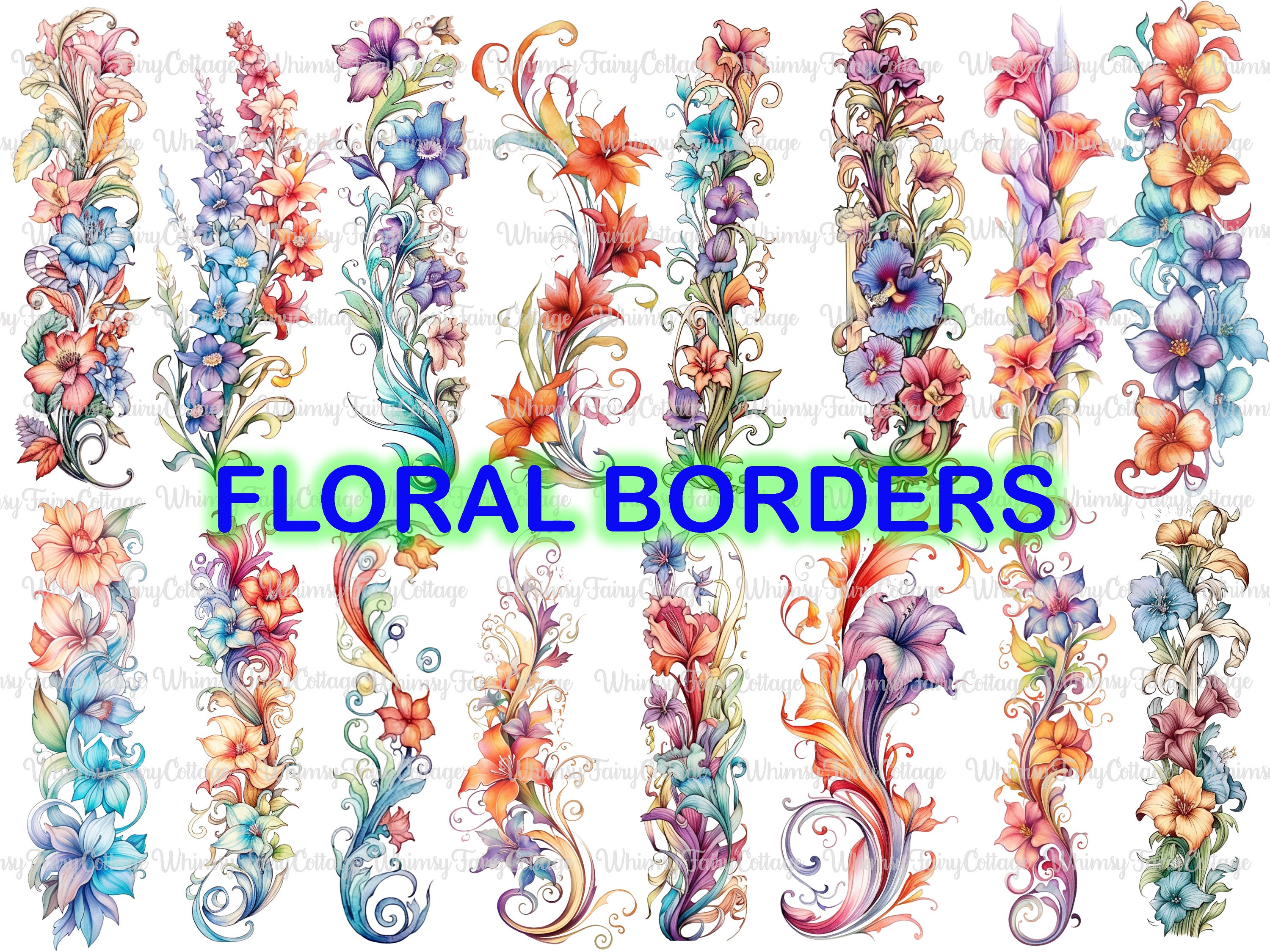 16 Watercolor Floral Borders Clipart, PNG Transparent, Cardmaking ...