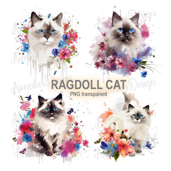 Ragdoll Cat Watercolors - Etsy