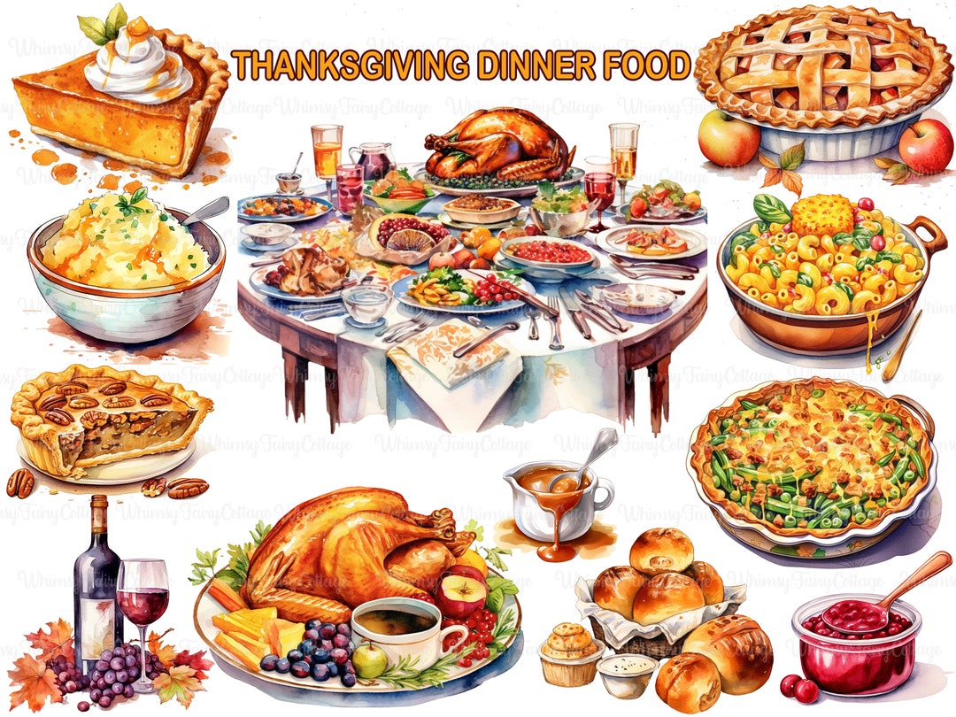 Thanksgiving Dinner Food Clipart PNG Transparent, Thanksgiving Classic ...