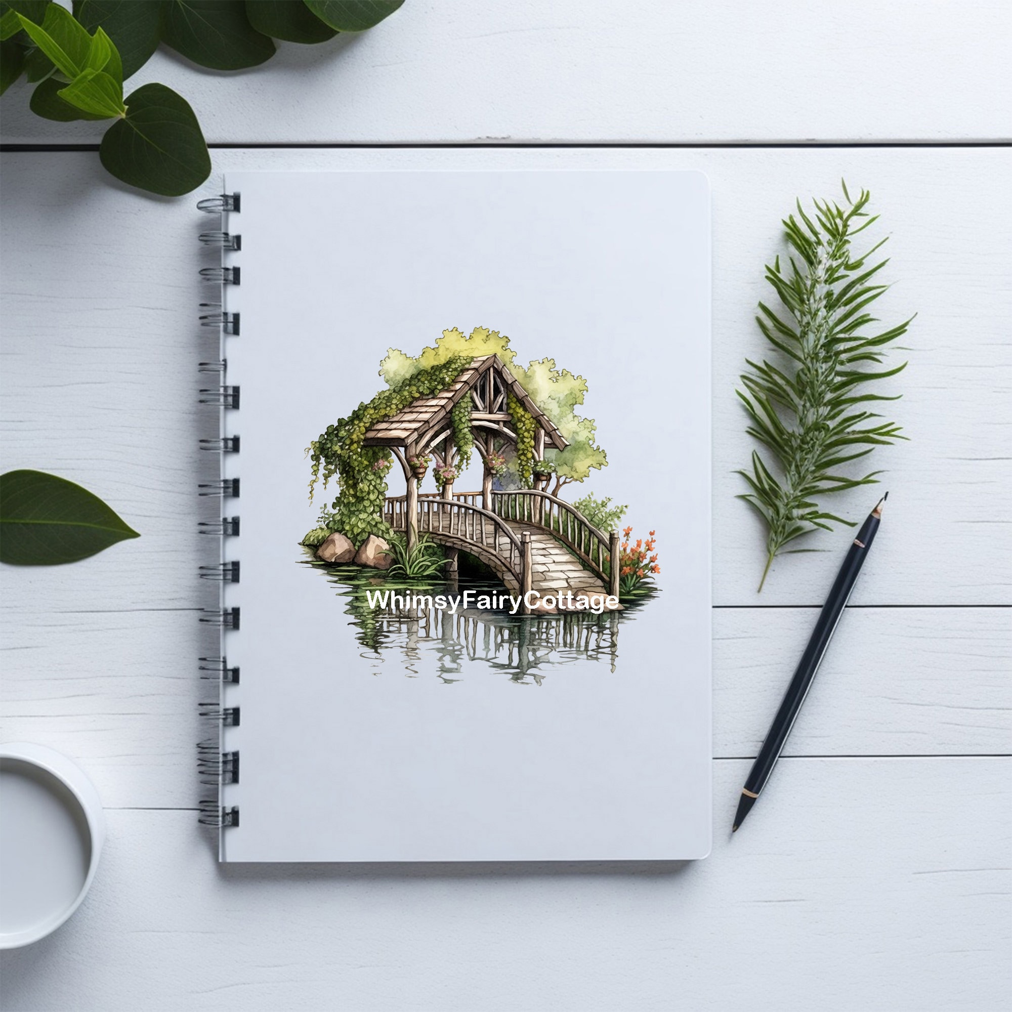 Wooden Arch Bridge Clipart, Green Vine Cottage-core Bridges PNG ...